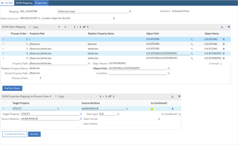 Json Mapping Configuration For Outbound On Locations With Multiple Spec